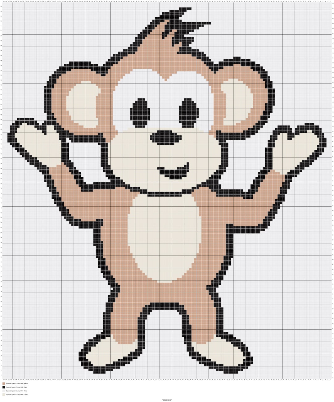 Digital Monkey Chart for Graphgan - Knitting, Crochet or Cross Stitch ...
