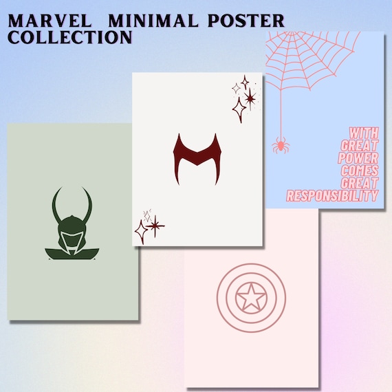 Marvel Minimal Posters Pastel | Etsy