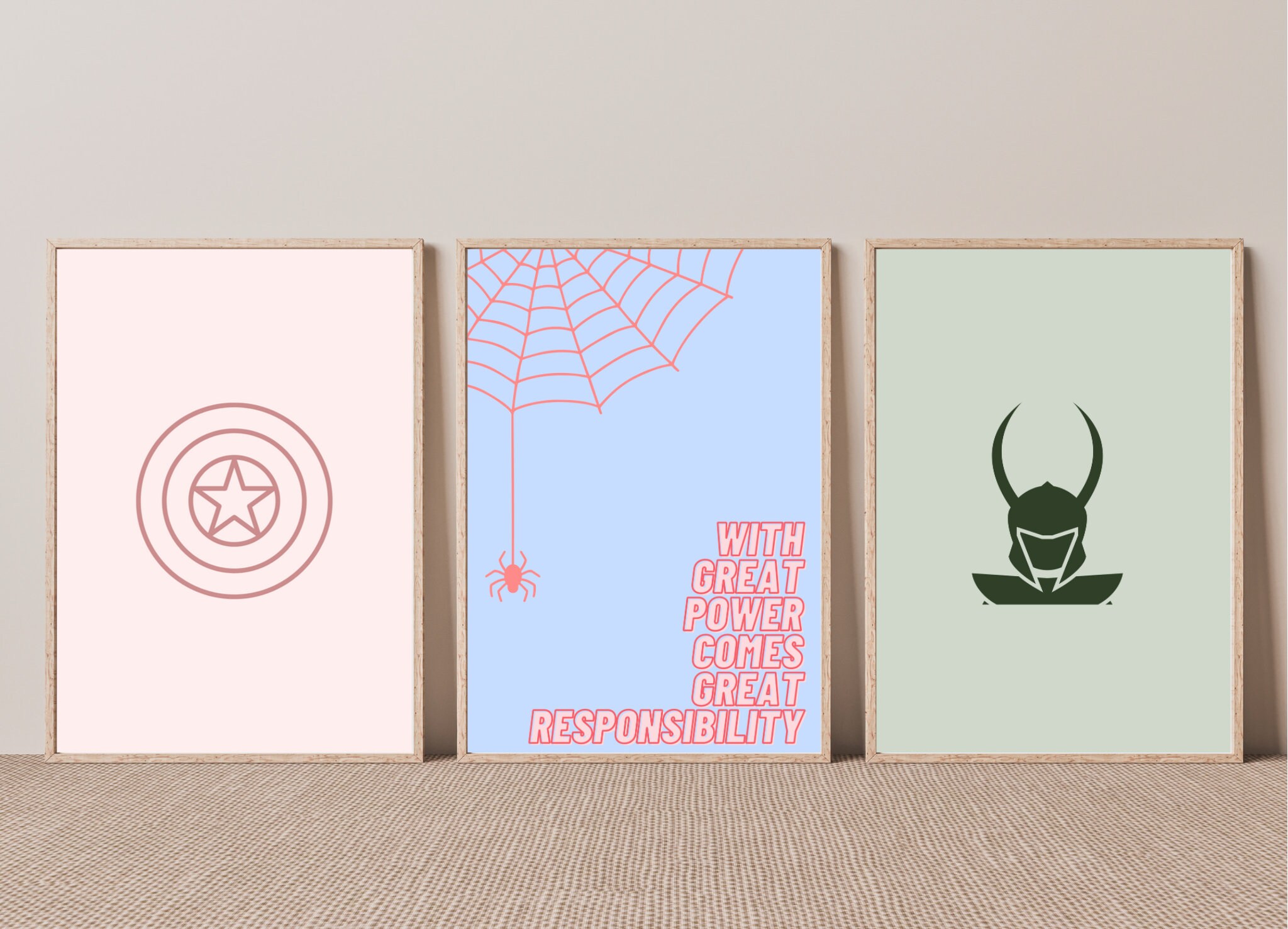 Marvel Minimal Posters - Pastel - Etsy