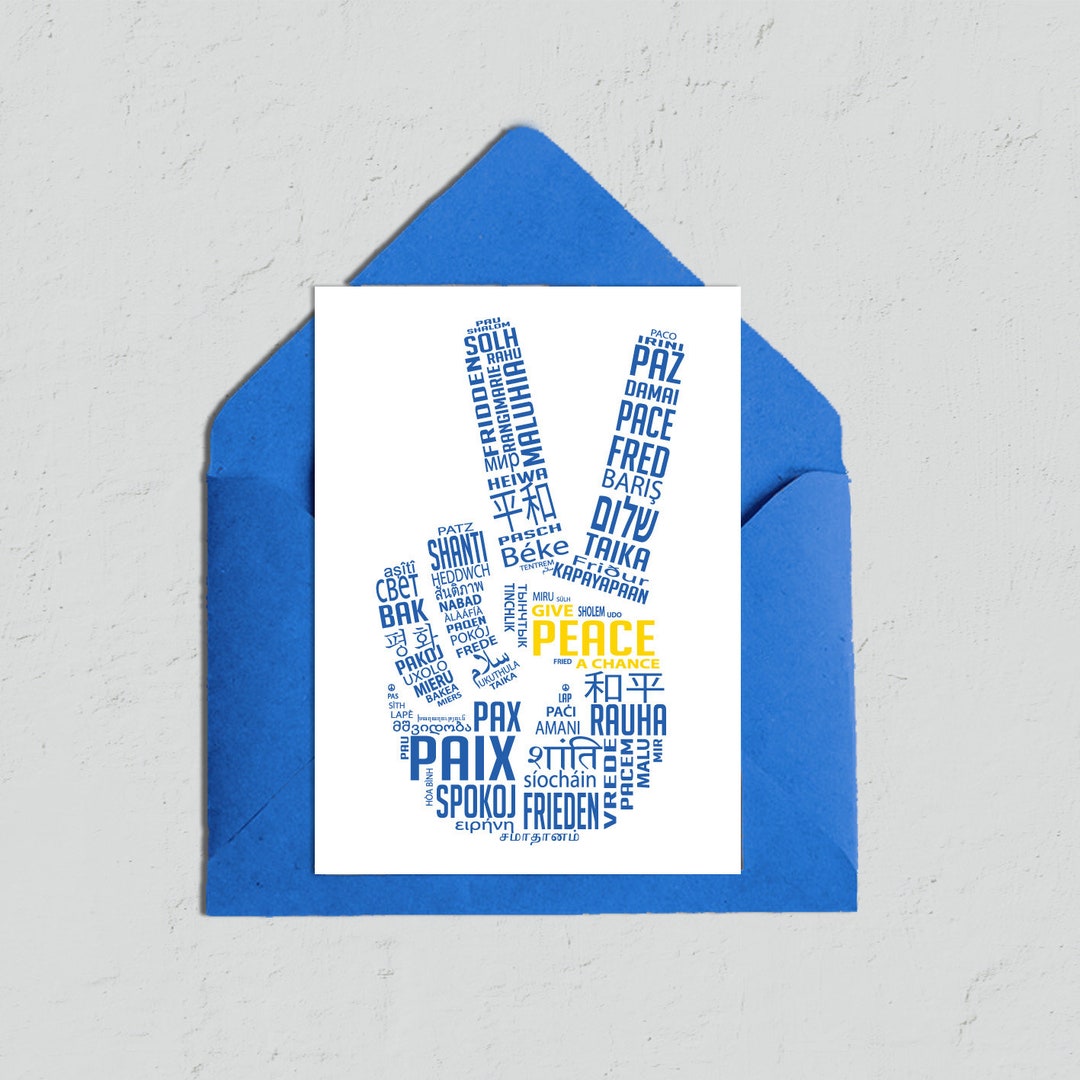 Peace V-sign Greeting Card | Global Peace Greeting | Multilingual Peace ...