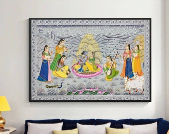 Radha Krishna Detailed Pichwai Handmade Painting on Fabric, Original ...