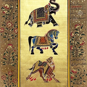 Indian Miniature Animal Painting Set, Traditional Home Decor - Etsy