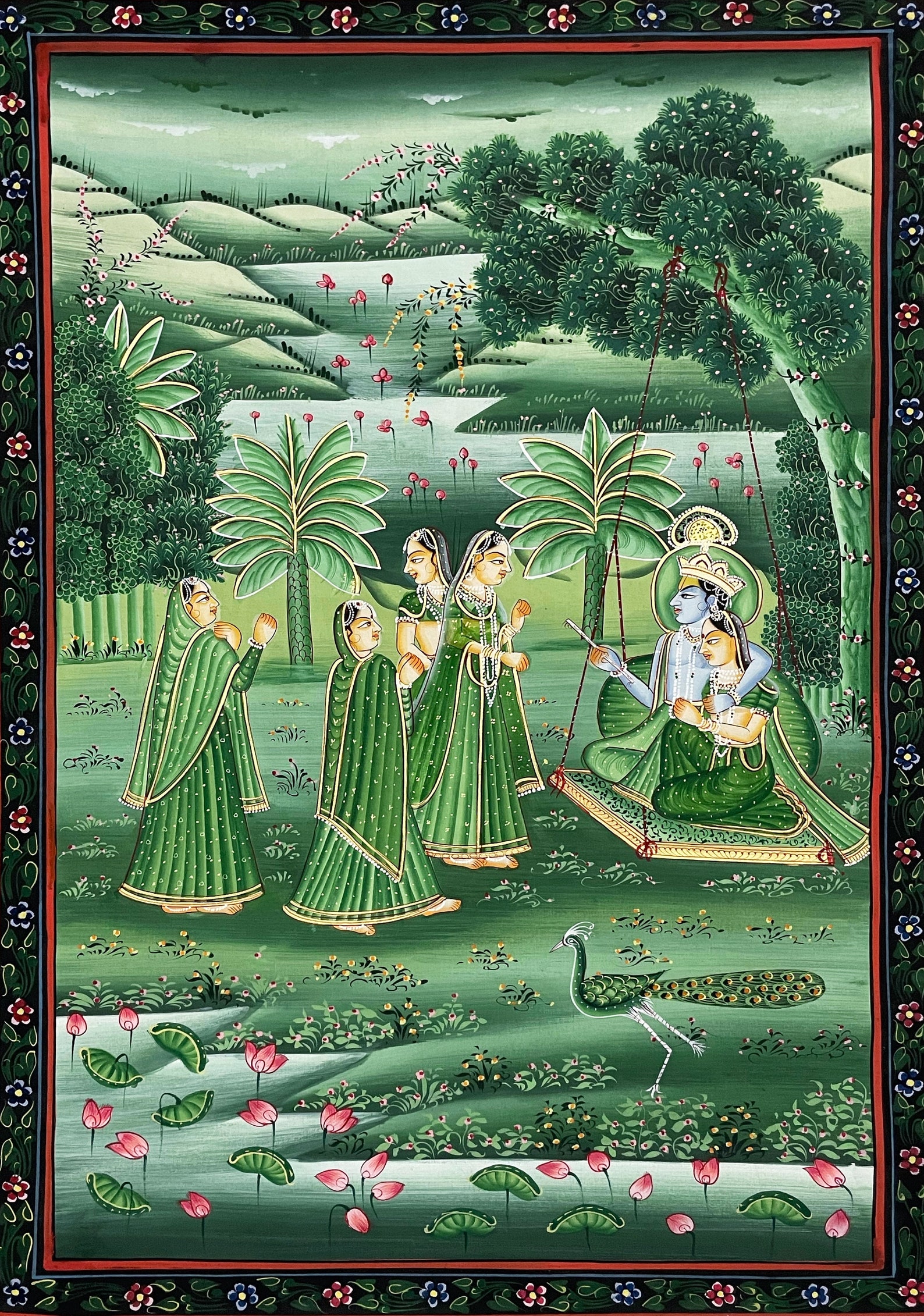 Radha Krishna Raasleela Detailed Pichwai Handmade Painting on Fabric ...
