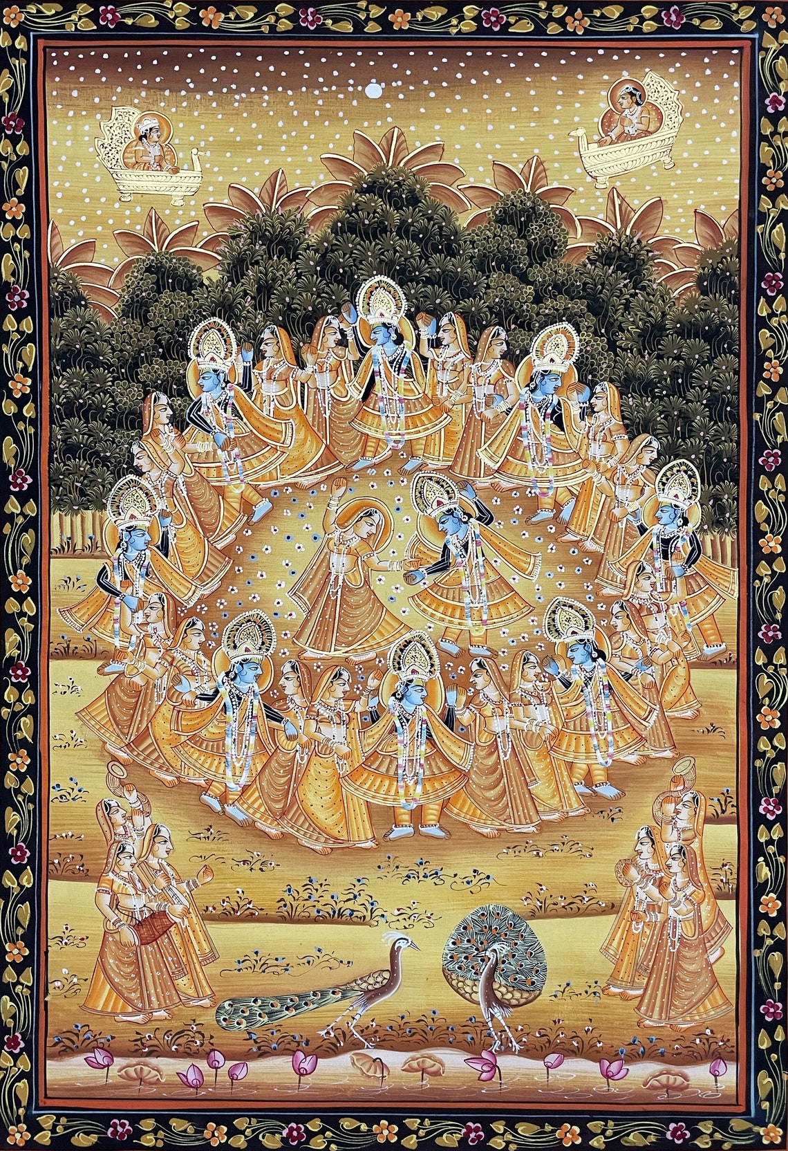 Buy Radha Krishna Raasleela Detailed Pichwai Handmade Painting on ...