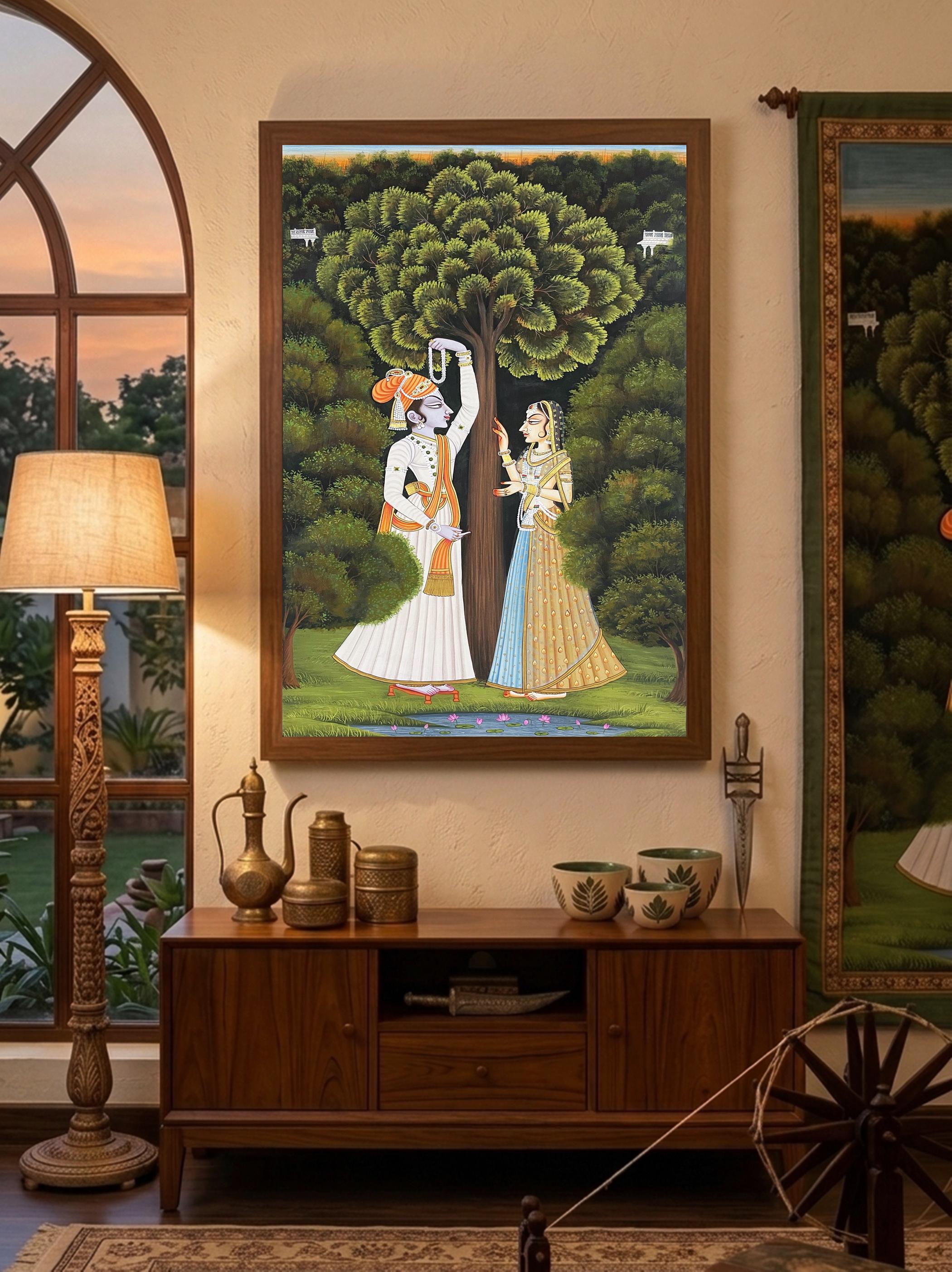 Radha Krishna Alongside Yamuna River Pichwai Handmade Painting on ...