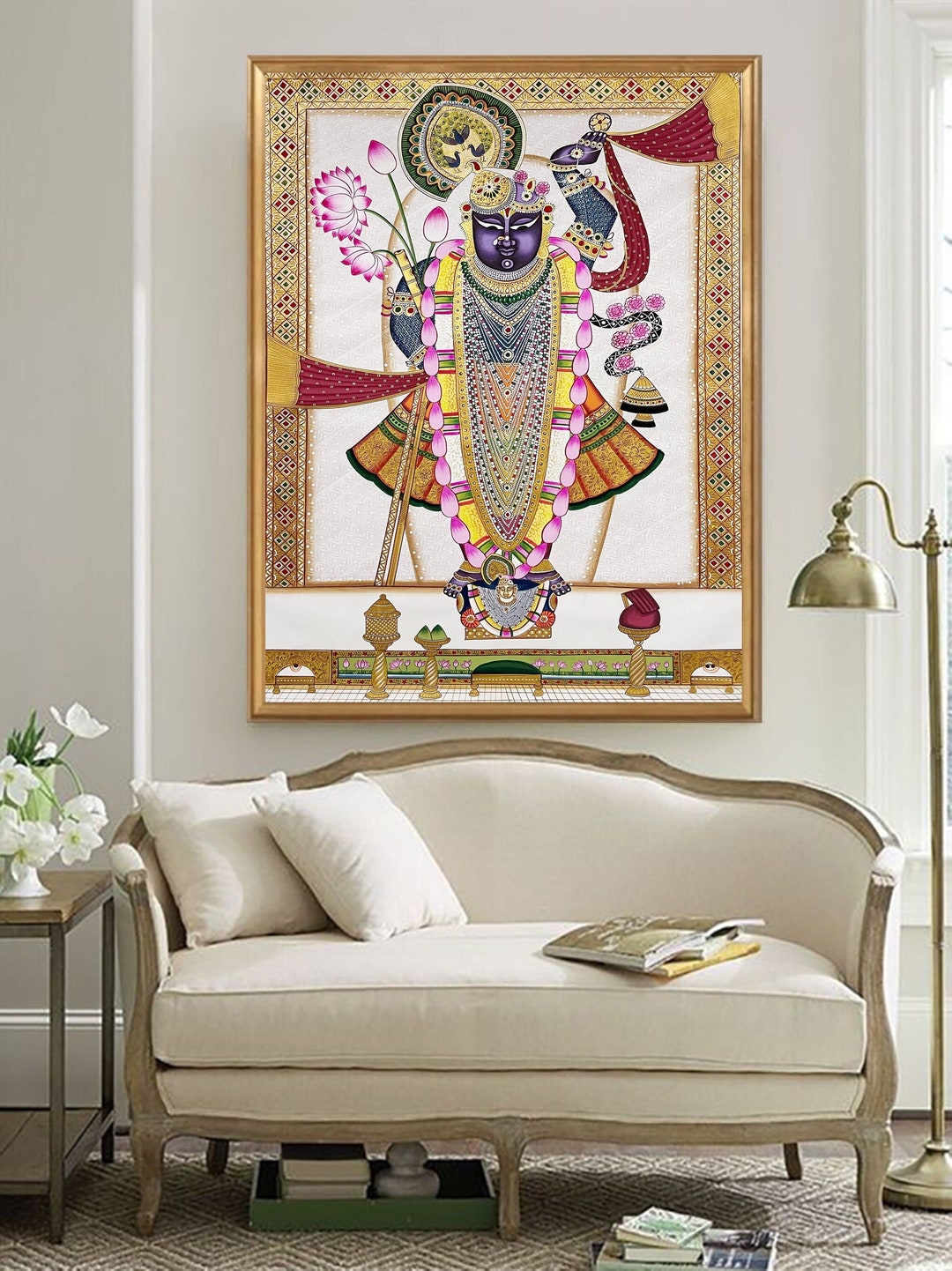 Shrinathji Pichwai Painting, Wall Decor, Cow Pichwai Art Handmade ...