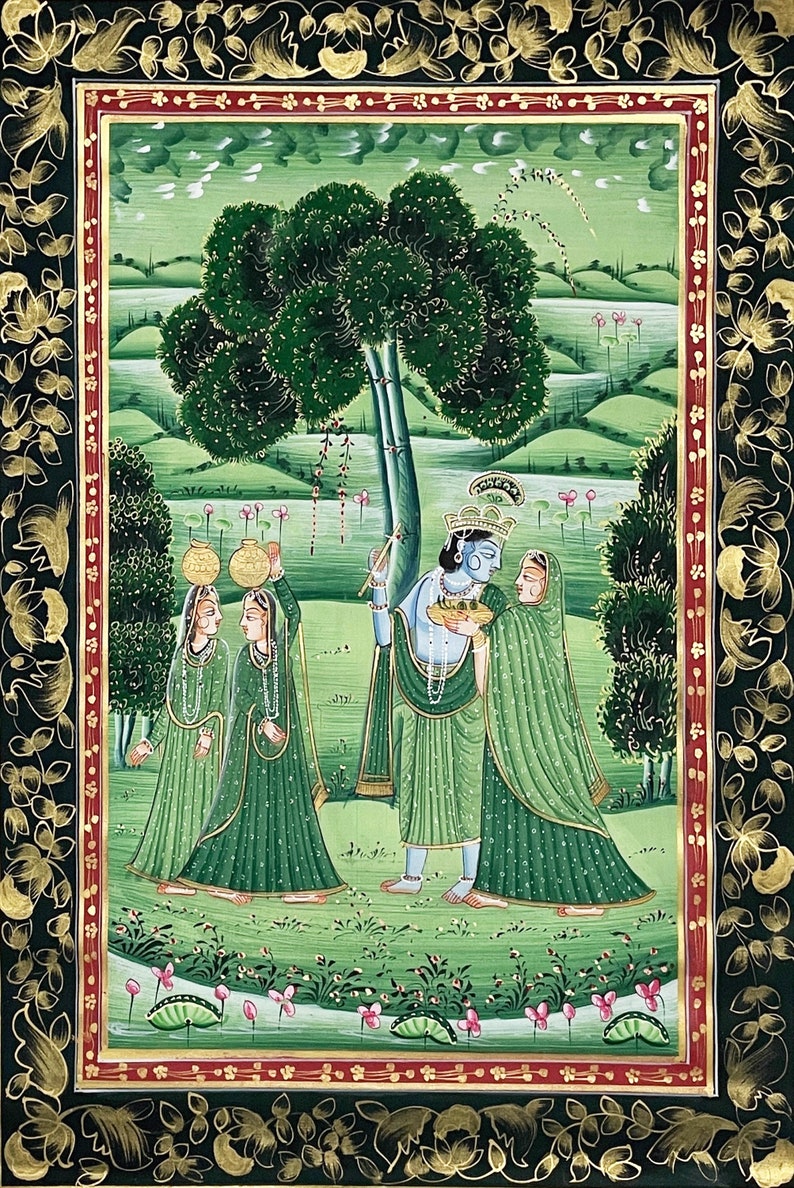Radha Krishna Raasleela Pichwai Painting, Handmade Fabric Art, Indian ...