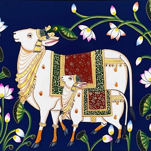 Pichwai Painting, Set of 2 Shrinathji and Cow Pichwai Painting, Modern ...