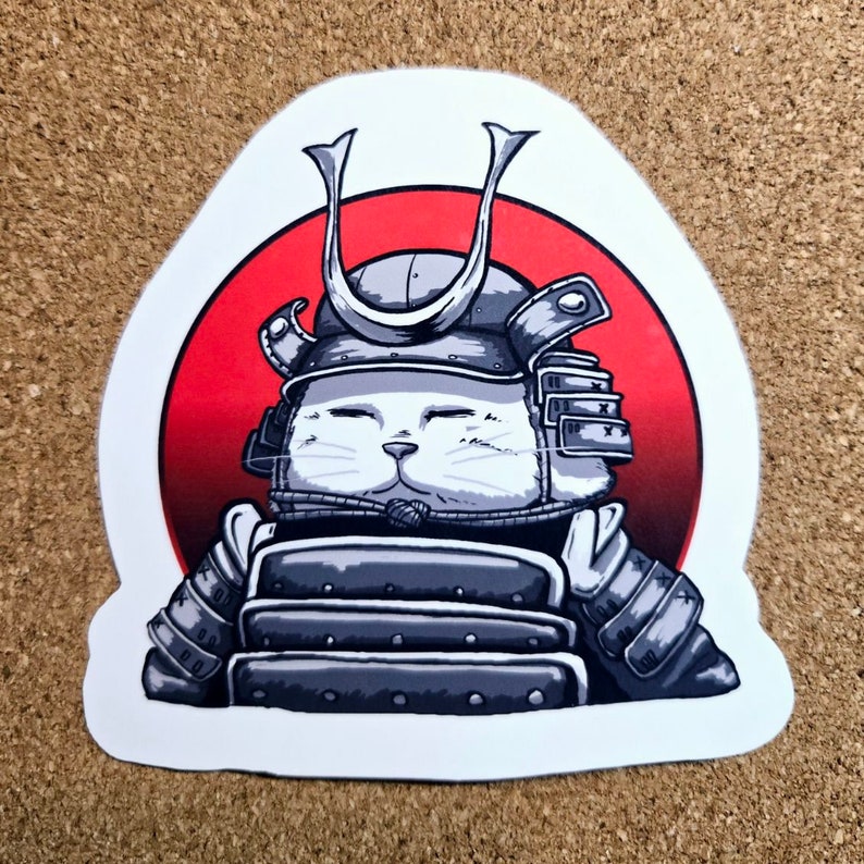 Sticker - Fat Cat Samurai - Etsy