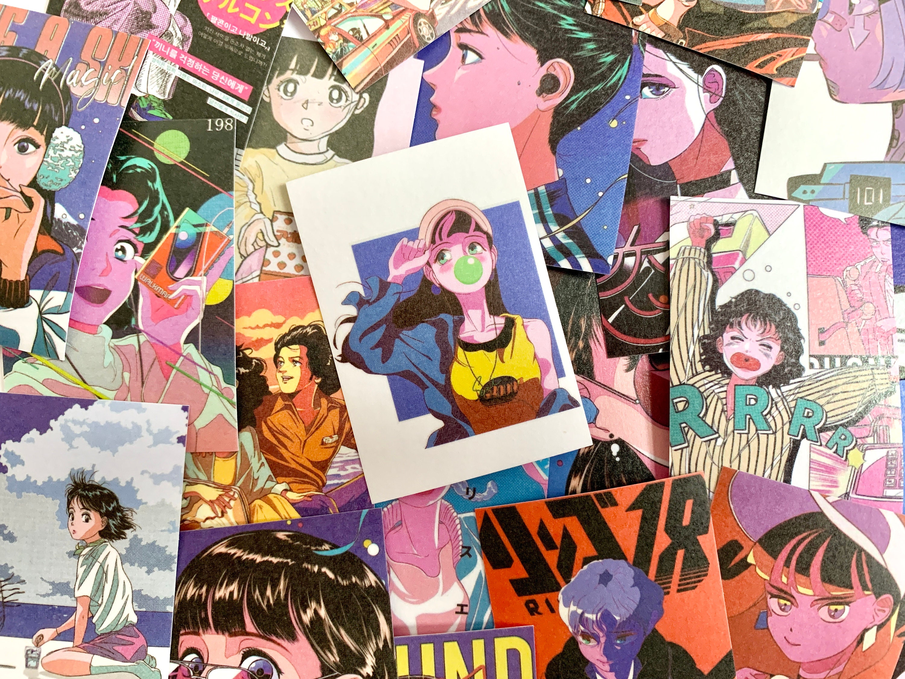 20 Random Showa Anime Manga Girl Sticker Pack / Aesthetic Edgy | Etsy