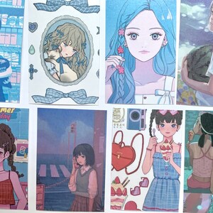 20 Random Anime Girl Sticker Pack / Aesthetic Cute Washi Paper Sheet ...