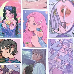 20 Random Anime Girl Sticker Pack / Aesthetic Cute Washi Paper Sheet ...