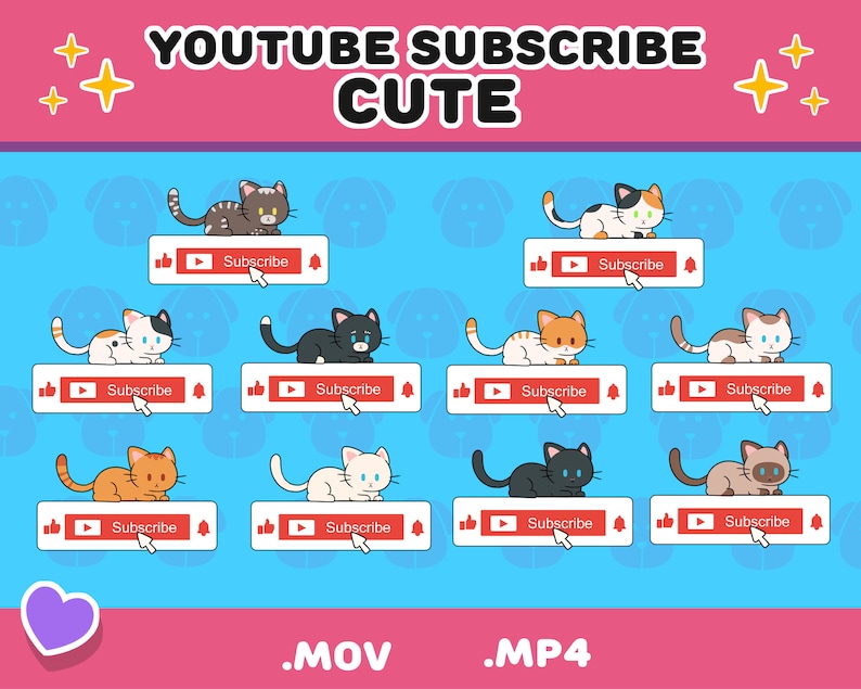10 Animated Youtube Subscribe Button Overlay Sound Effects / Cute Cat ...