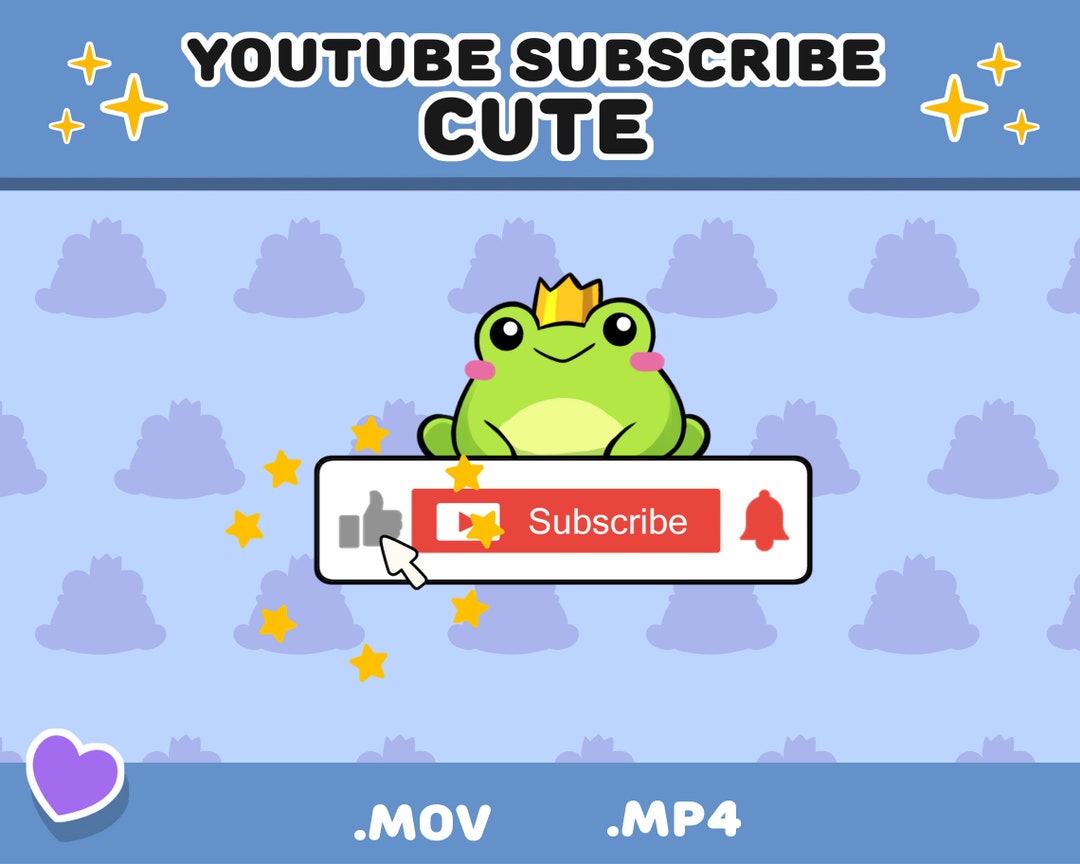 Animated Youtube Subscribe Button Overlay / Cute Frog Cartoon Animation ...