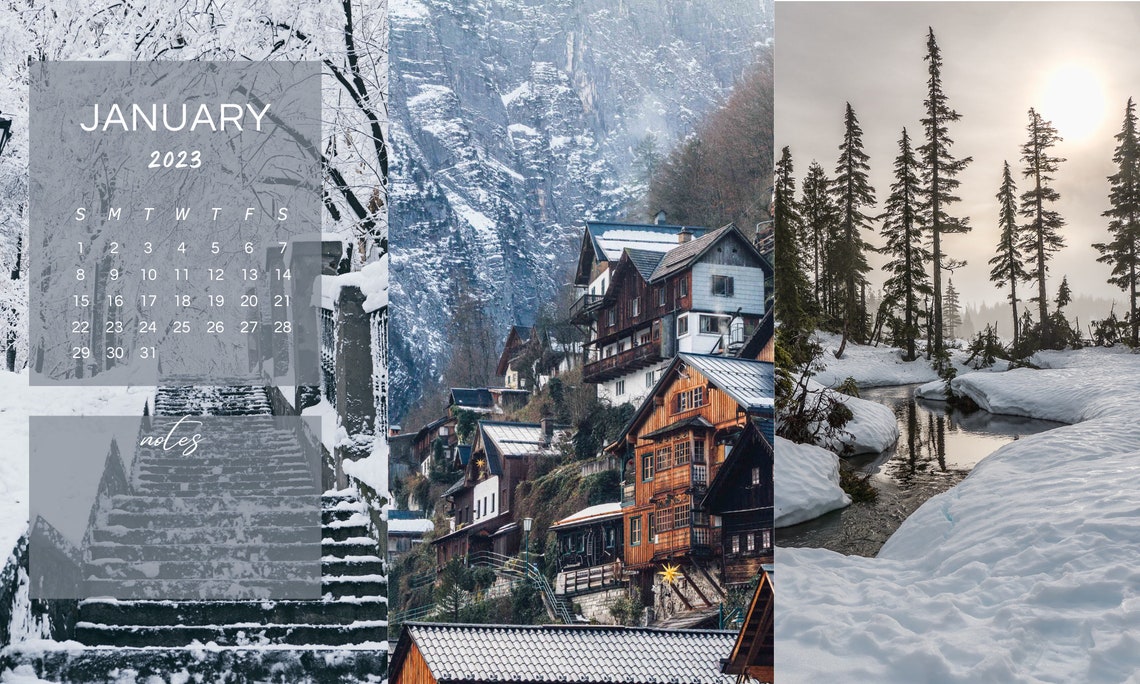 January 2023 Desktop Calendar Wallpaper Minimalist Desktop - Etsy