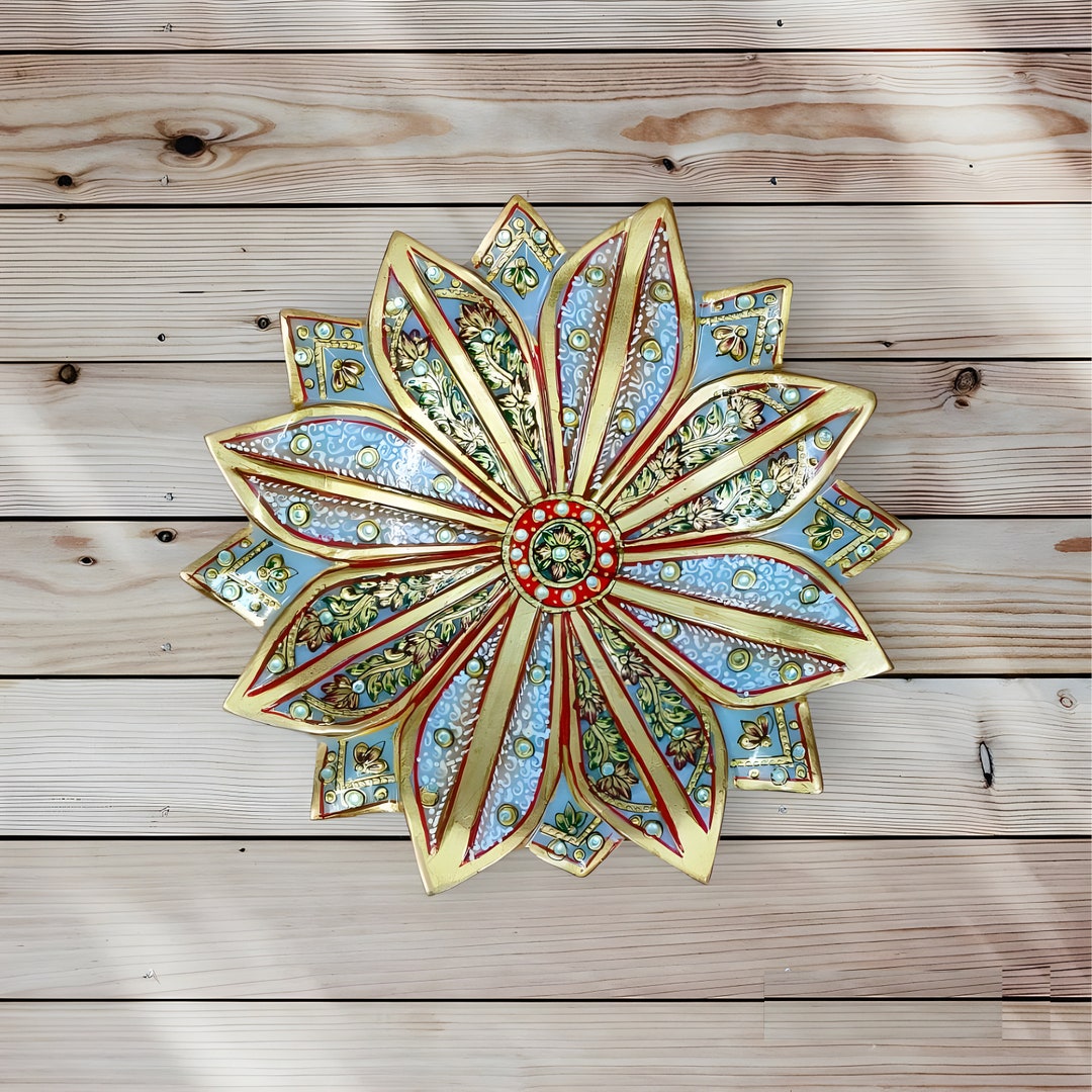 Marble Urli Decorative Lotus Flower Bowl Gold Plated With Meenakari ...