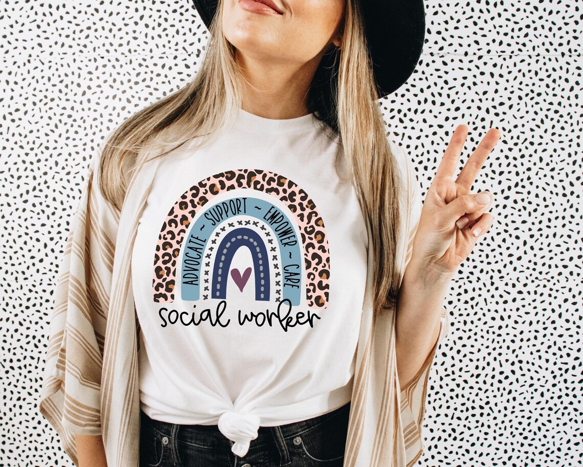 Social Worker Png Boho Leopard Rainbow Advocate Support Empower Care ...