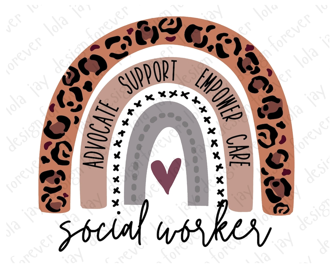 Social Worker Png Sublimation Social Worker Leopard Rainbow Png Fall ...