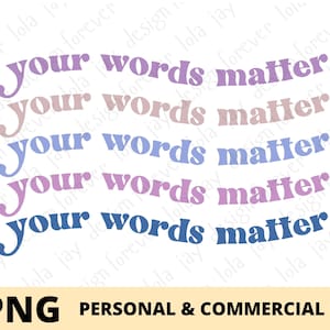 Retro Your Words Matter Speech Therapy Sublimation Png, SLP Speech ...