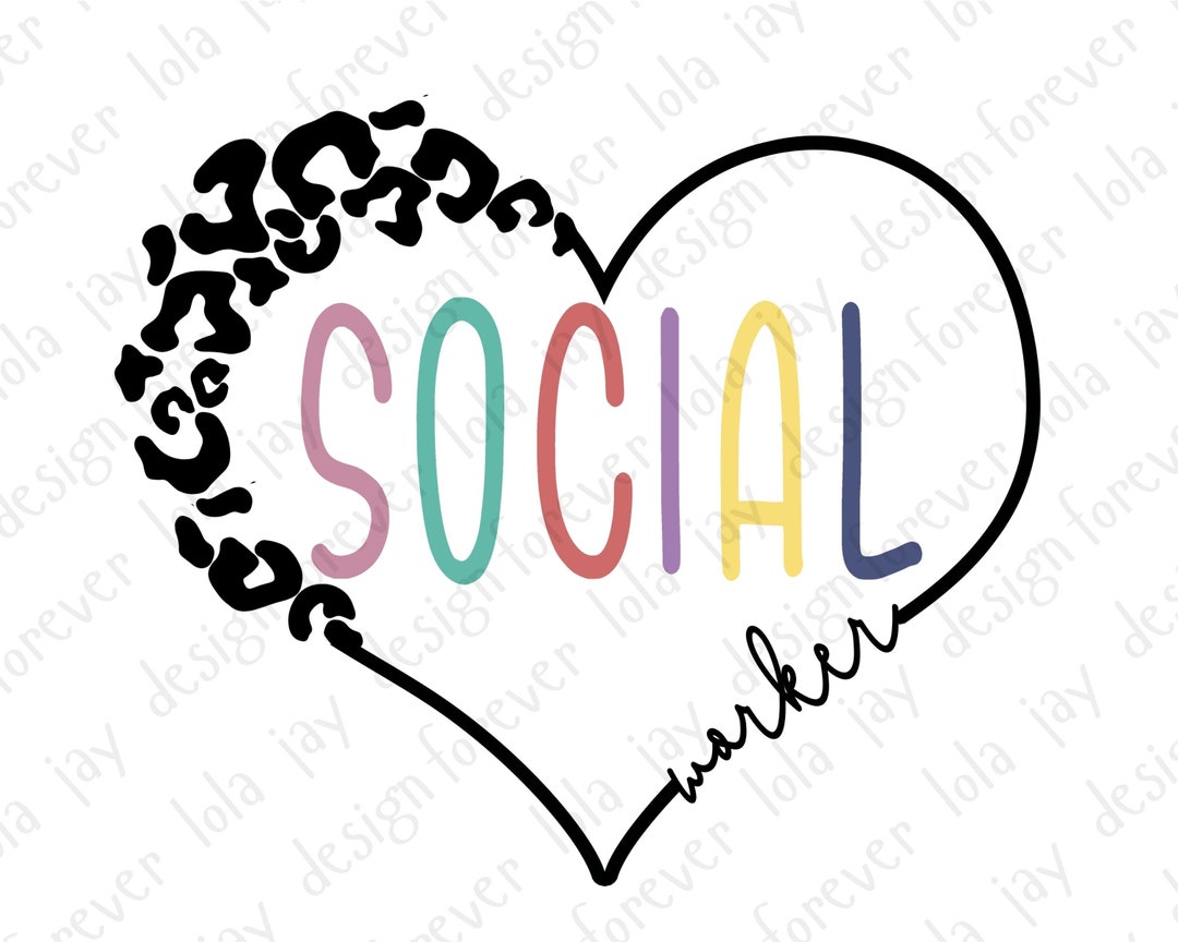 Social Worker Png Leopard Heart Design Social Work Sublimation Png Msw ...