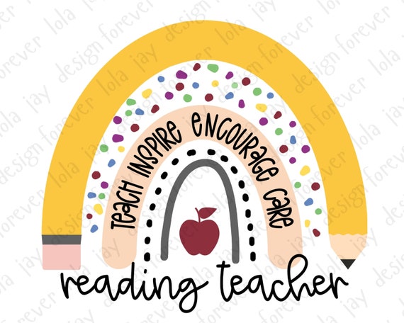 Reading Teacher Png Teacher Pencil Rainbow Png Teacher Reading - Etsy
