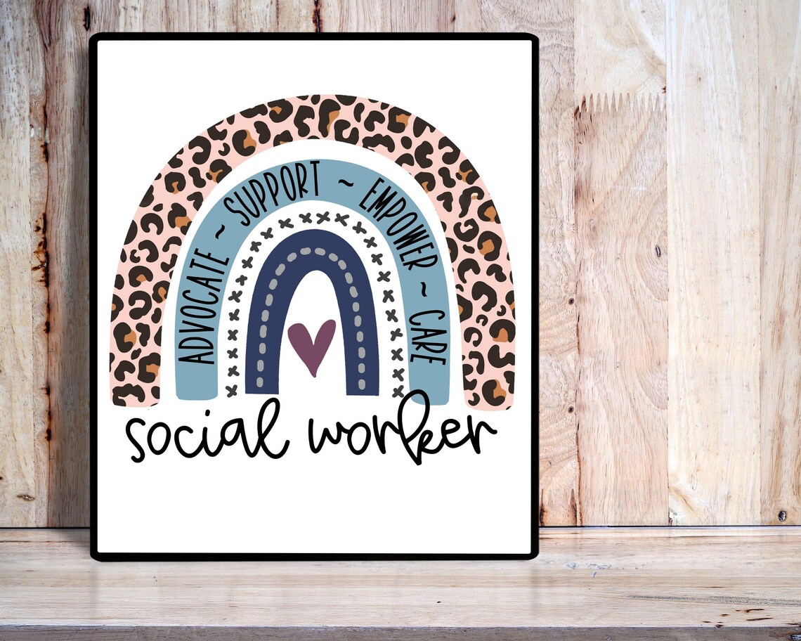 Social Worker Png Boho Leopard Rainbow Advocate Support | Etsy