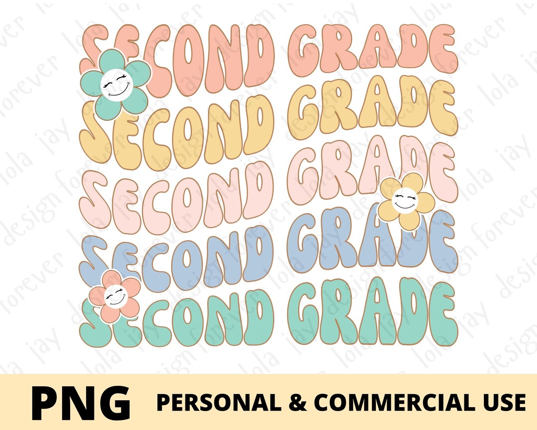 Retro 2nd Grade Sublimation Png, Second Grade Png Retro Design, 2nd ...