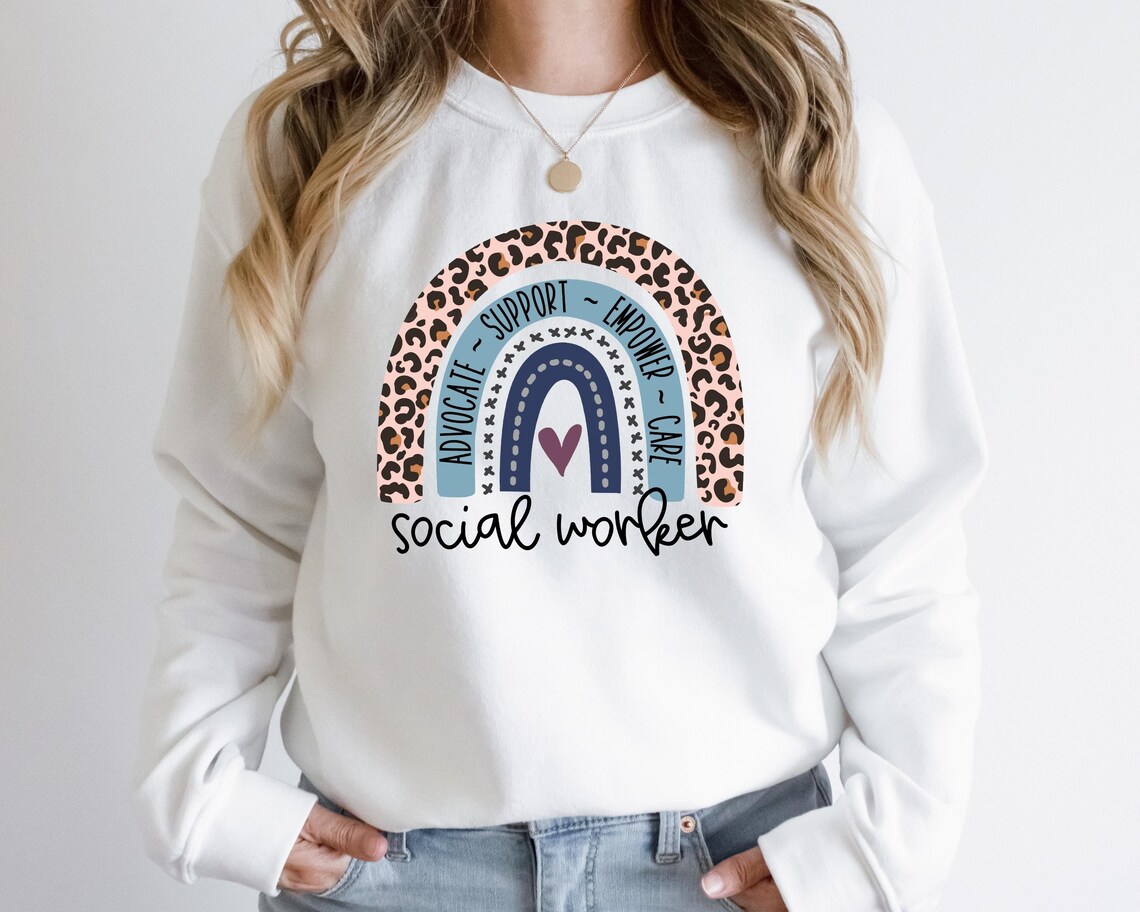 Social Worker Png Boho Leopard Rainbow Advocate Support | Etsy