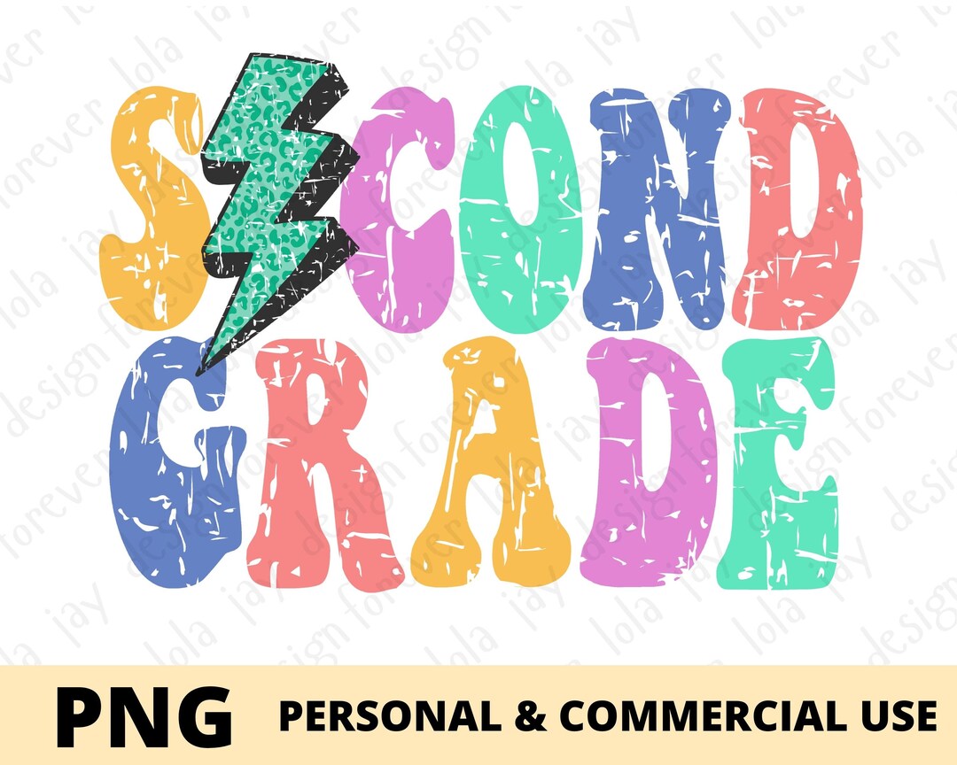 Retro 2nd Grade Sublimation Png, Distressed Second Grade Design, 2nd ...