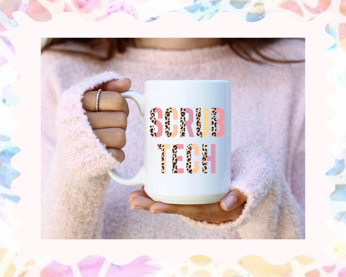 Scrub Tech Sublimation Png Leopard Scrub Technician Design - Etsy