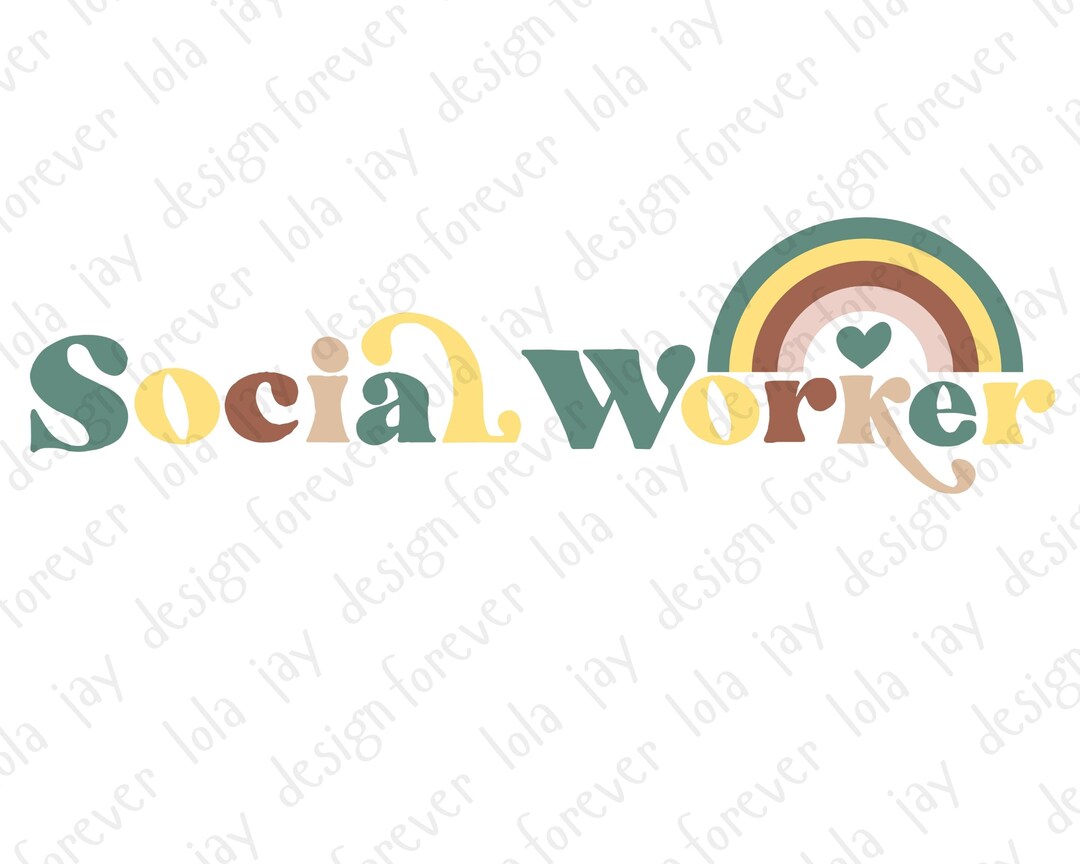 Social Worker PNG Social Worker Sublimation Retro Rainbow Design ...
