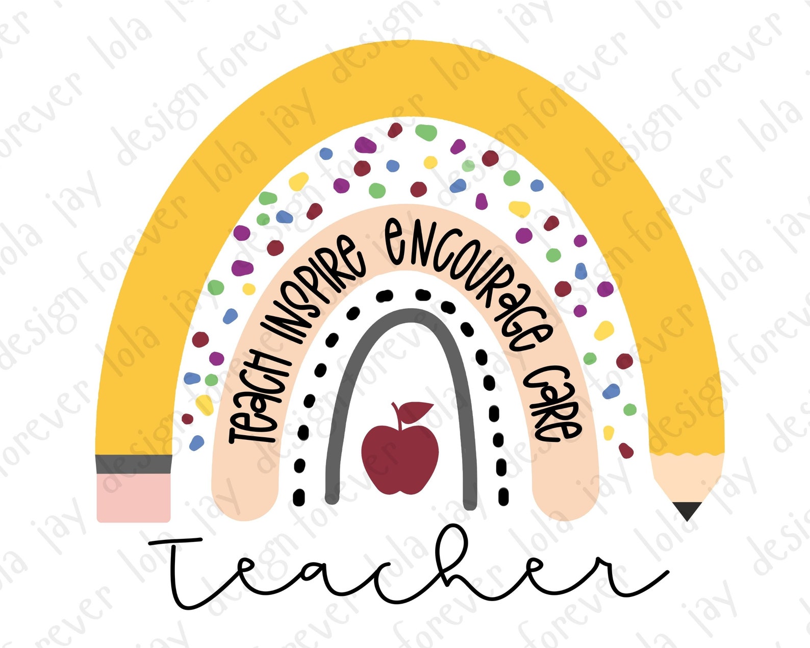 Teacher Pencil Rainbow Png Teacher Pencil Png Teacher Rainbow - Etsy
