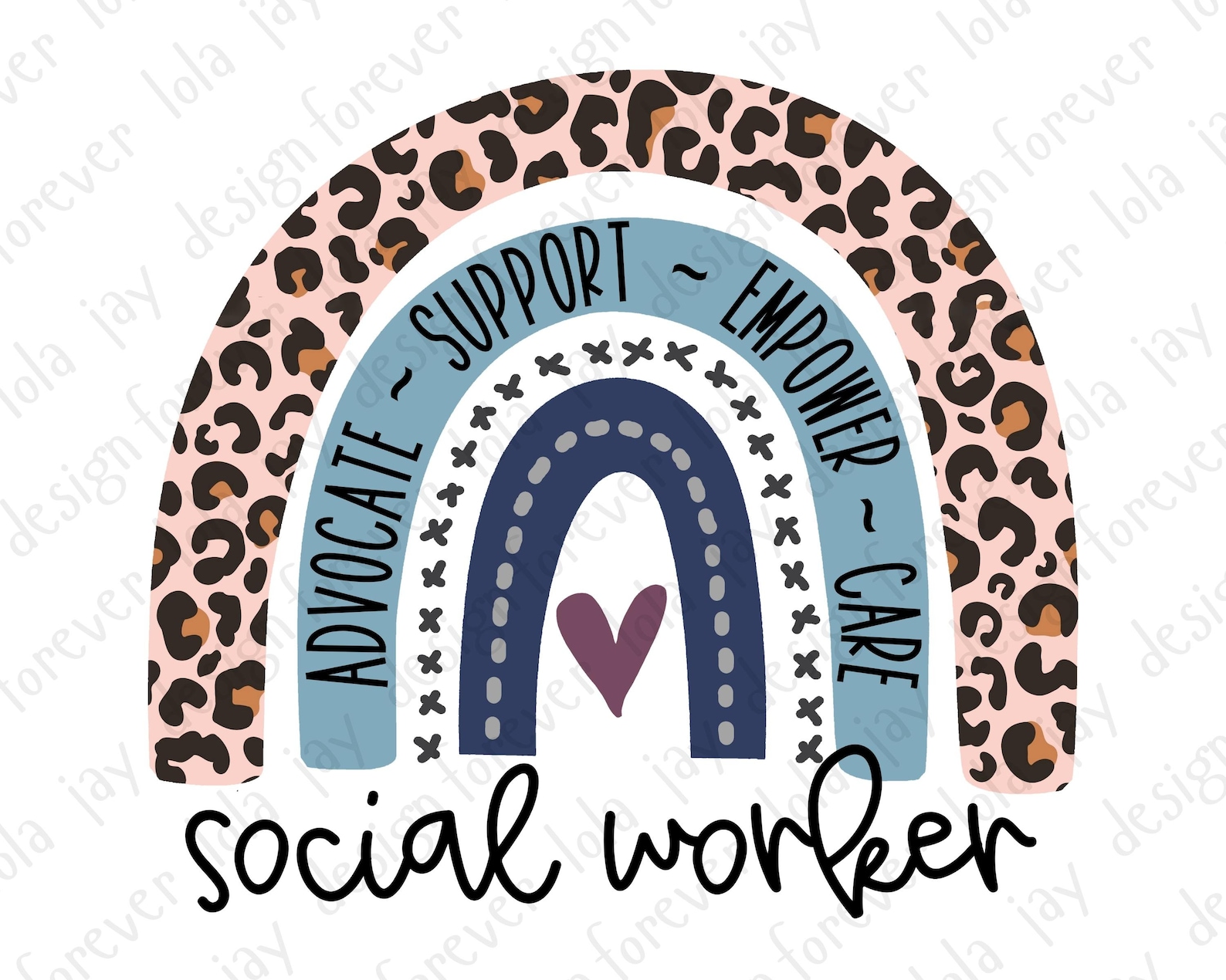 Social Worker Png Boho Leopard Rainbow Advocate Support Empower Care ...