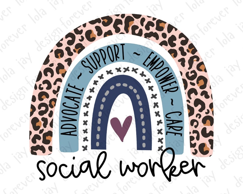 Social Worker Png Boho Leopard Rainbow Advocate Support - Etsy