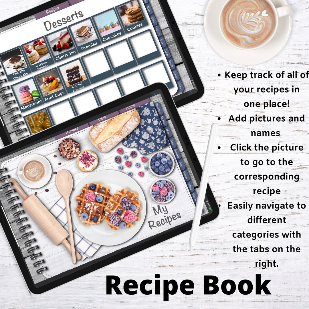Digital Cook Book, Recipe Planner, Recipe Book, Hyperlinked Digital ...