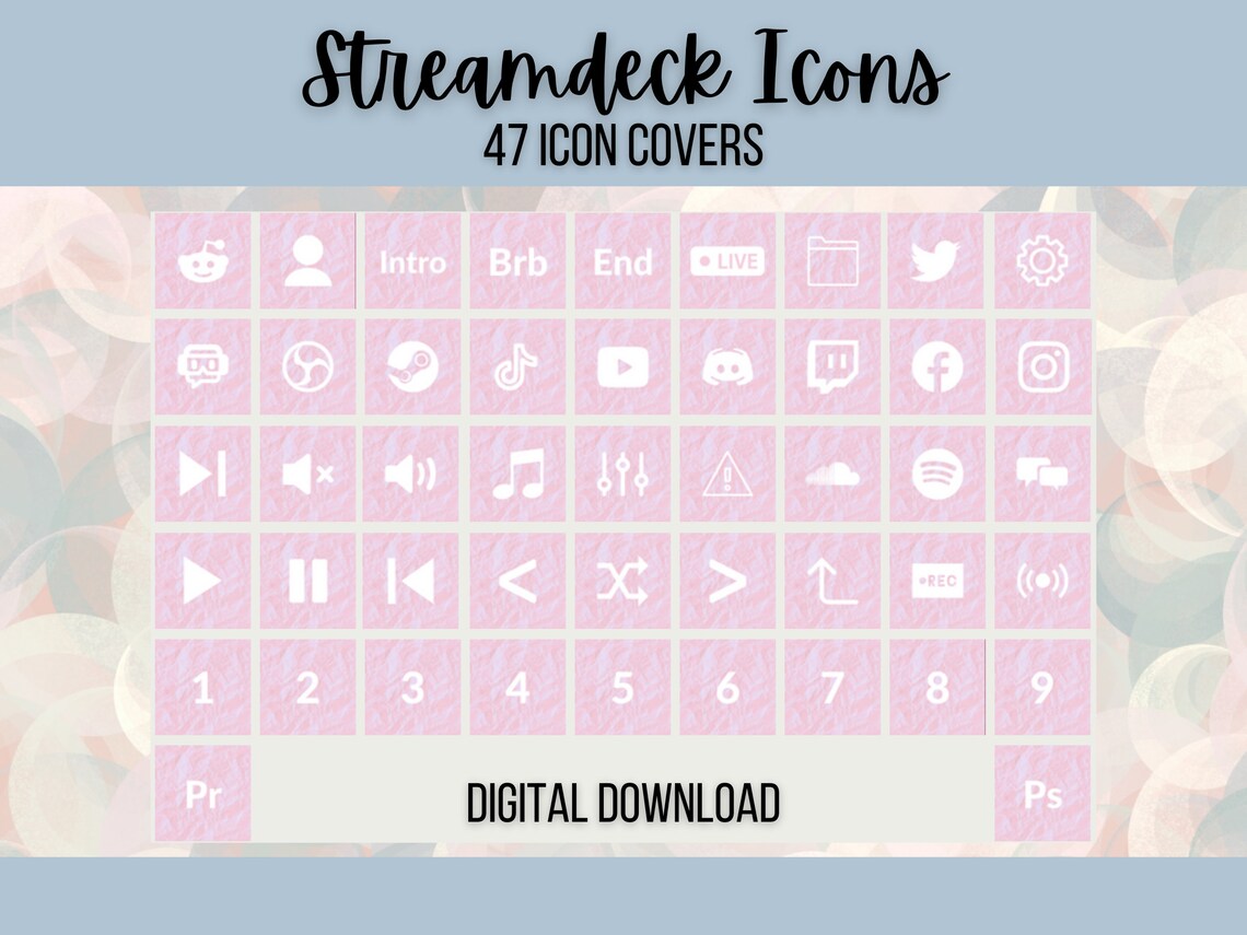 47 Textured Elgato Stream Deck Icons Pastel Pink Icon Covers | Etsy