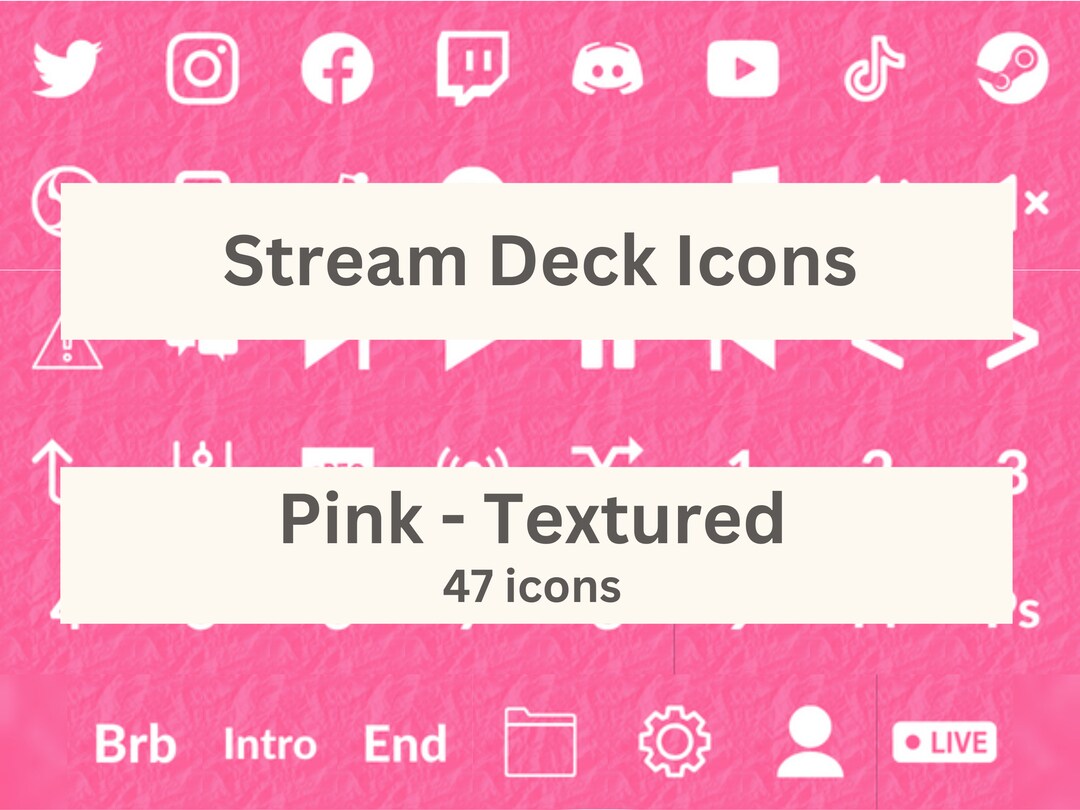 47 Textured Elgato Stream Deck Icons, Pink Icon Covers, Minimal ...