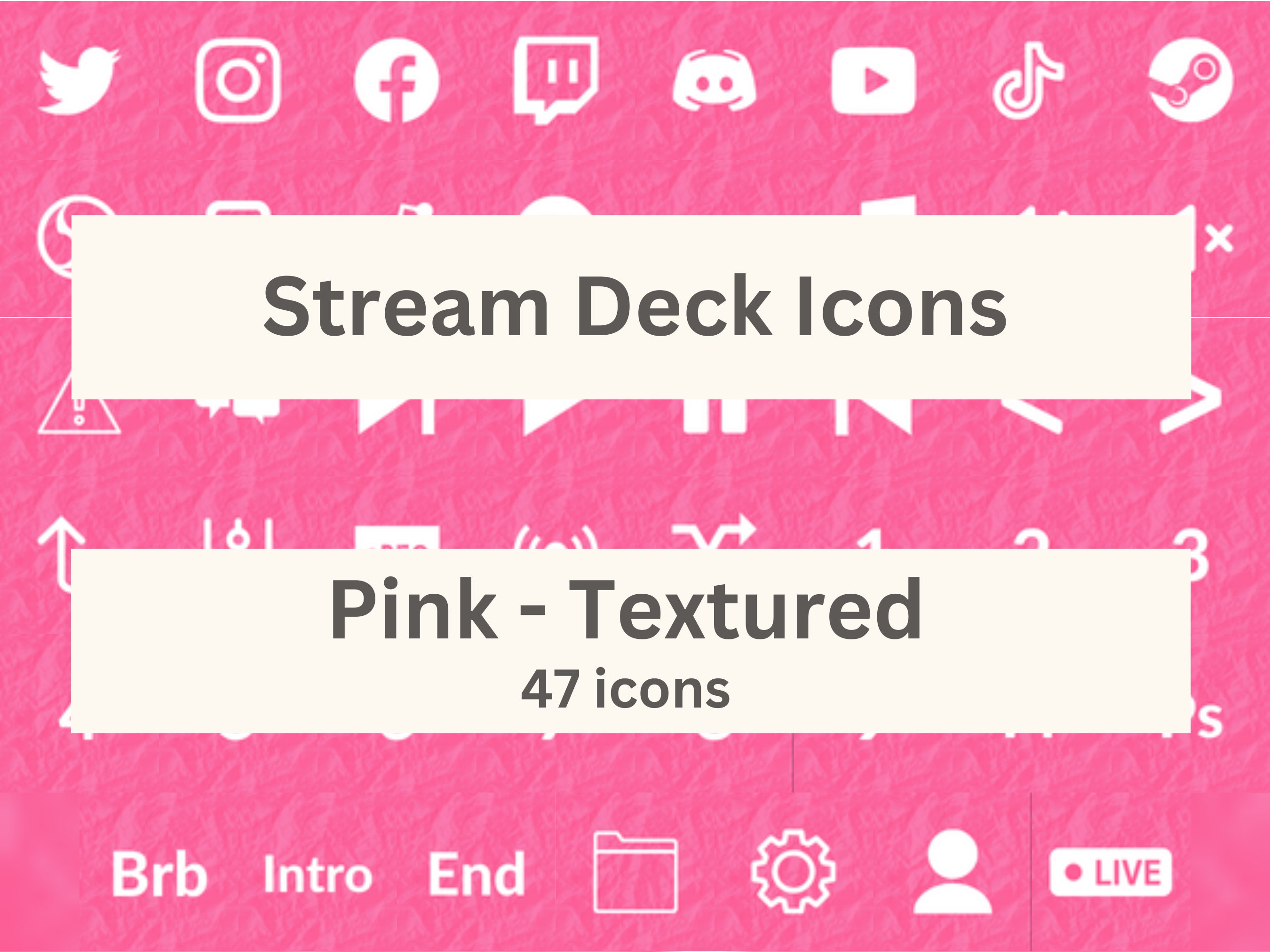 47 Textured Elgato Stream Deck Icons, Pink Icon Covers, Minimal ...