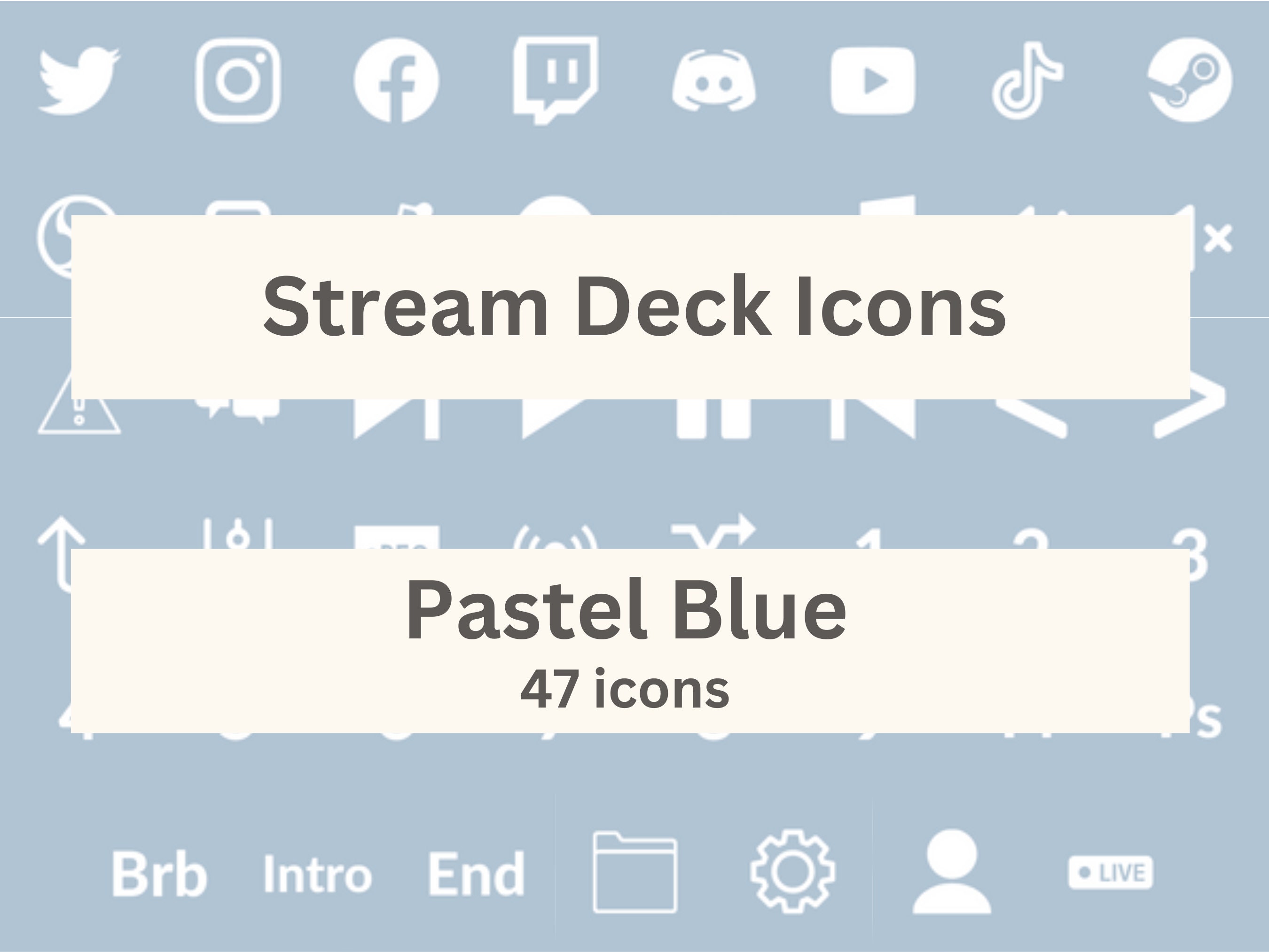 47 Elgato Stream Deck Icons, Pastel Blue Icon Covers, Minimal Streaming ...
