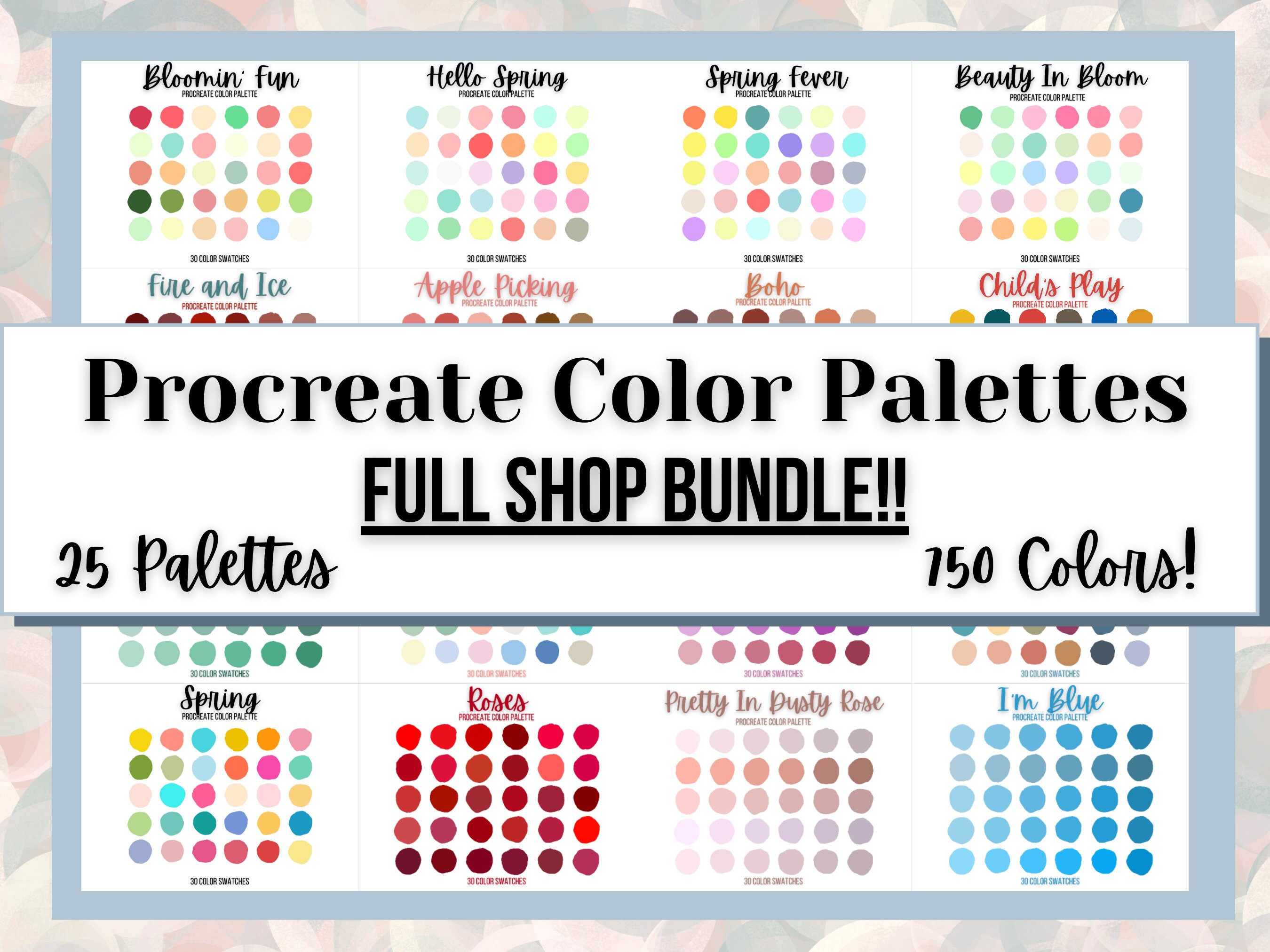 Full Shop Procreate Color Palette Bundle Procreate Color - Etsy