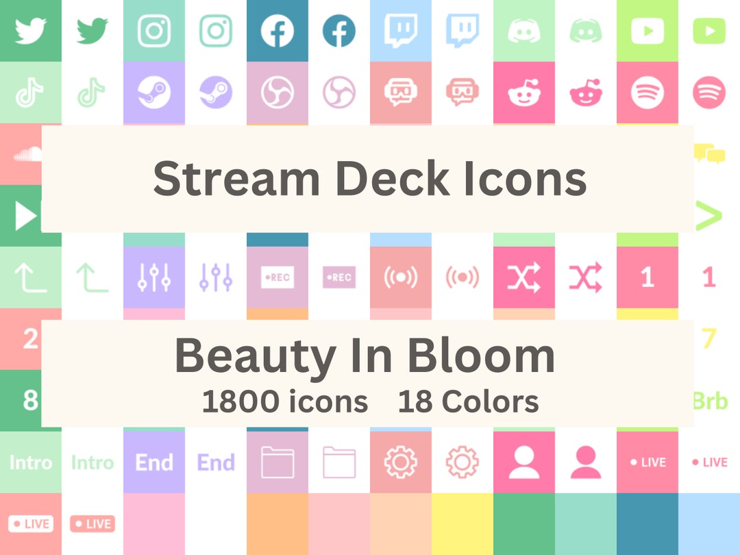 Stream Deck Icons Set, Beauty in Bloom, Pastel, Streaming Assets ...