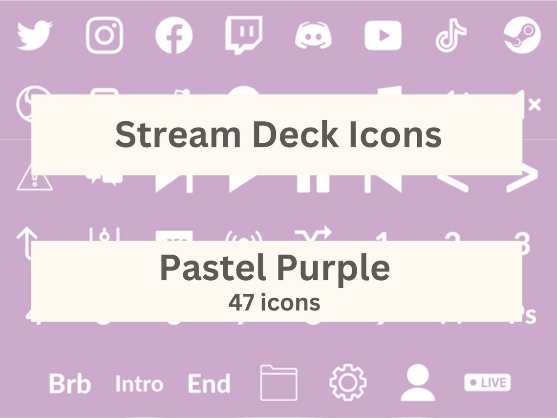47 Elgato Stream Deck Icons, Pastel Purple Icon Covers, Minimal ...