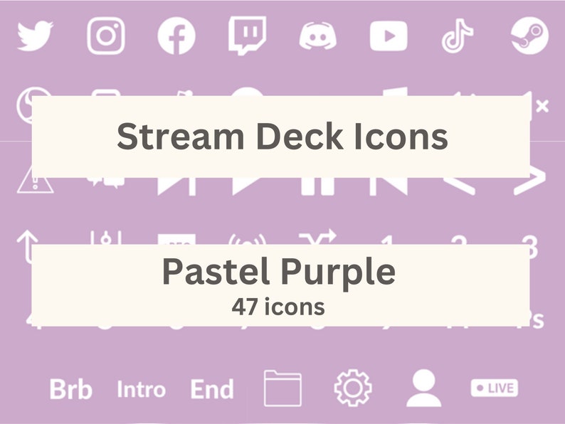 47 Elgato Stream Deck Icons, Pastel Purple Icon Covers, Minimal ...