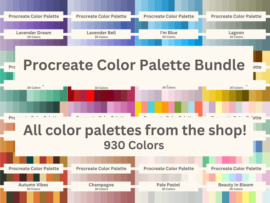 Full Shop Procreate Color Palette Bundle, Procreate Color Palette ...