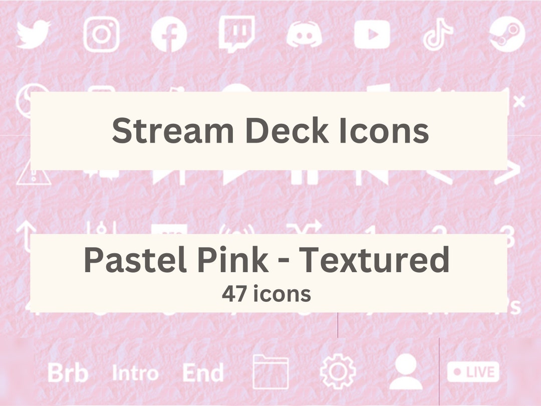 47 Textured Elgato Stream Deck Icons, Pastel Pink Icon Covers, Minimal ...