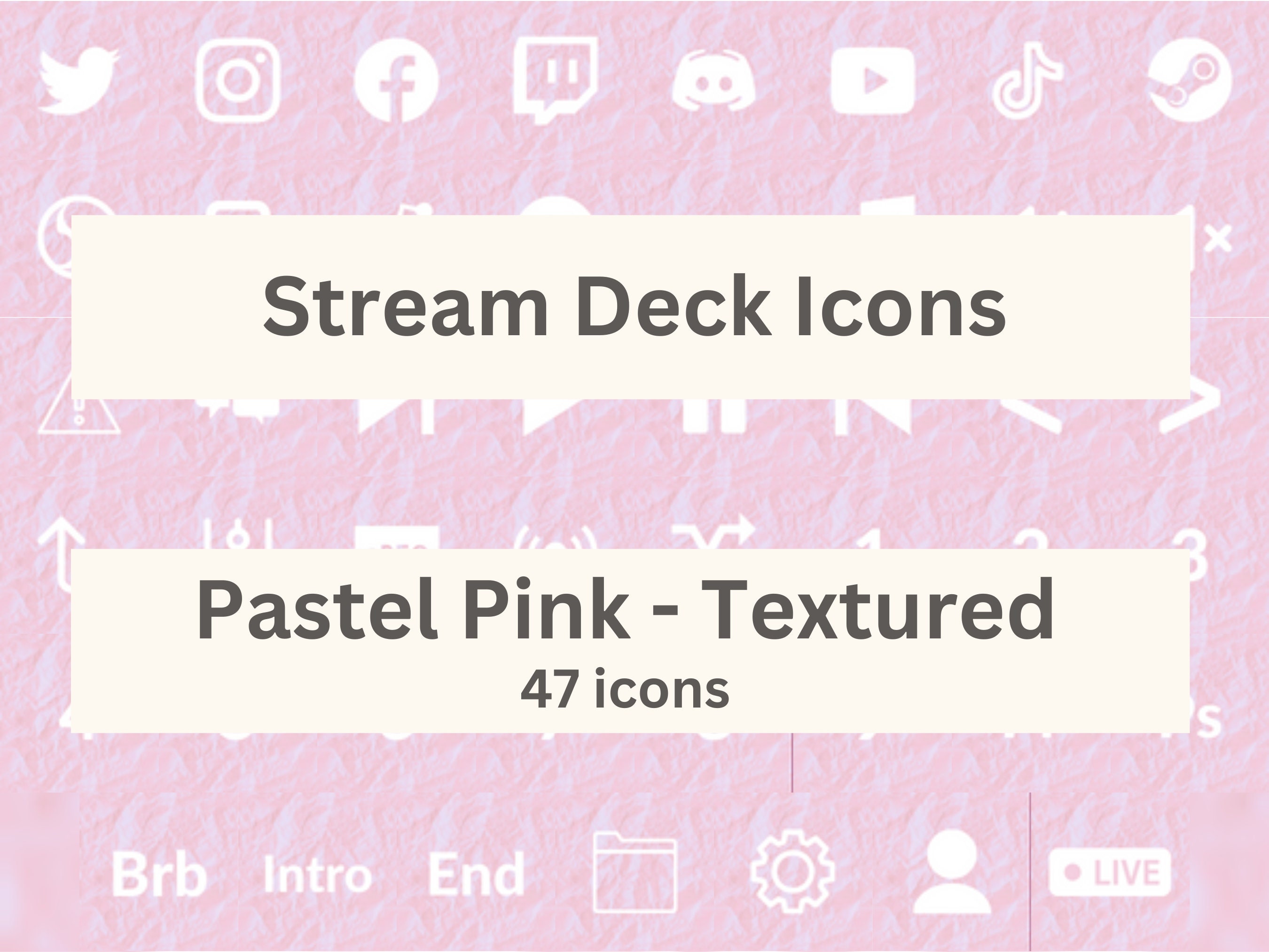 47 Textured Elgato Stream Deck Icons, Pastel Pink Icon Covers, Minimal ...