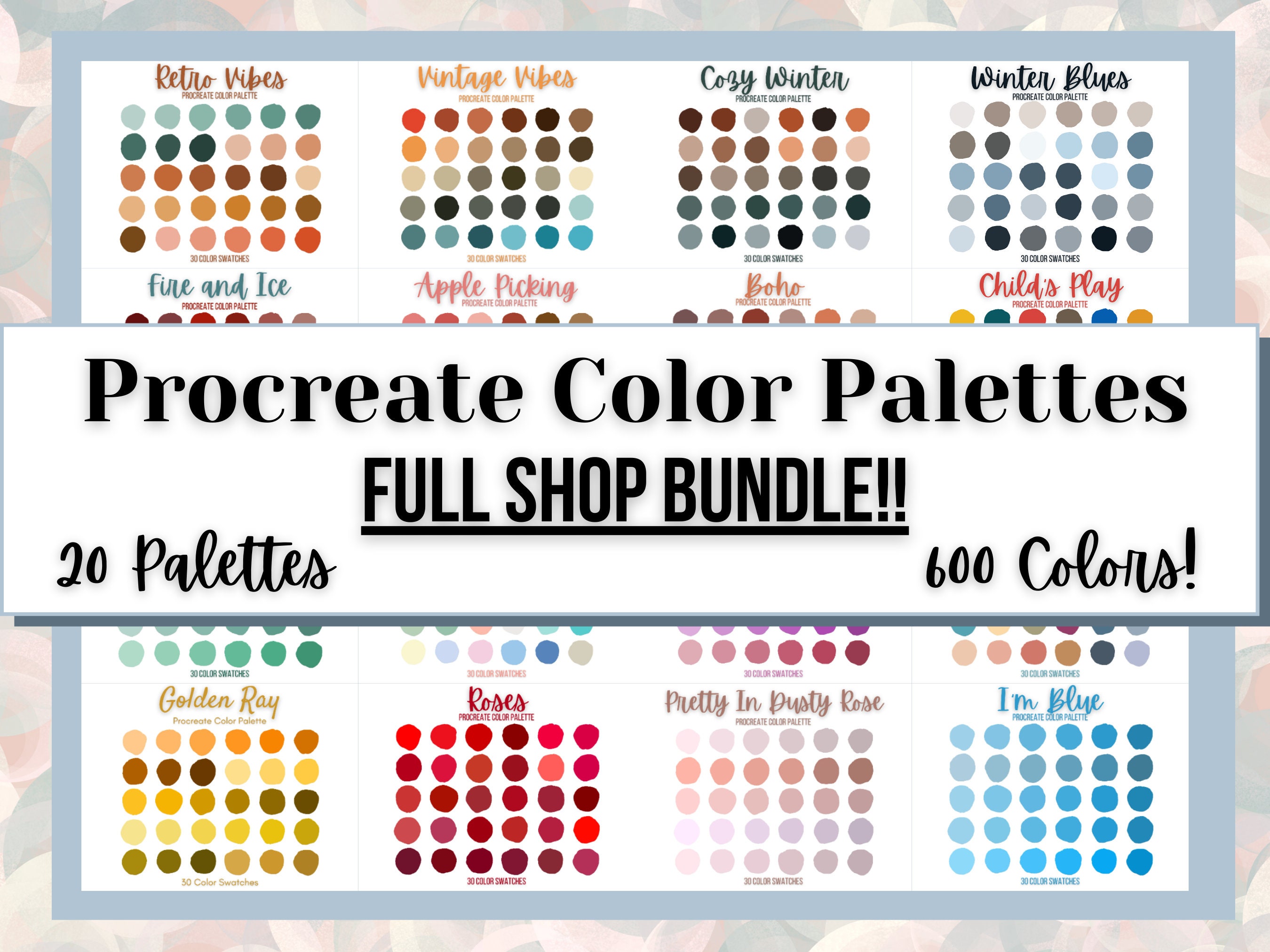 Full Shop Procreate Color Palette Bundle Procreate Color | Etsy