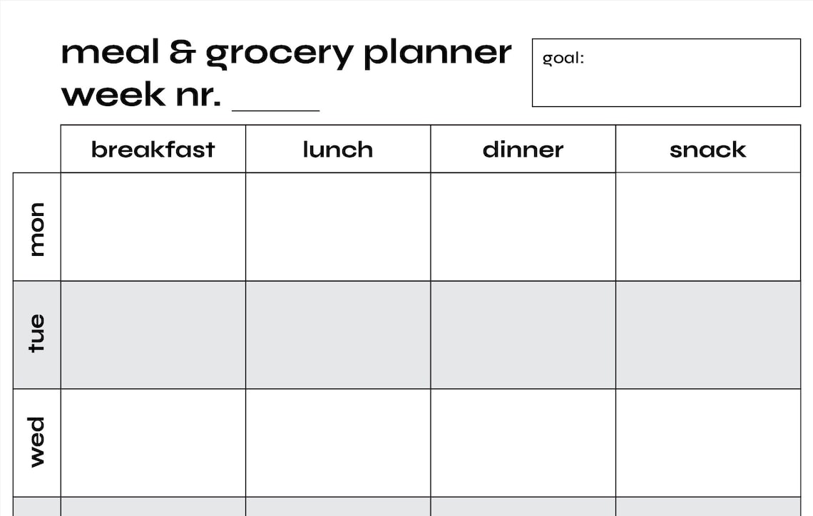 Printable Weekly Meal & Grocery Planner / Shopping, Grocery, Food List ...