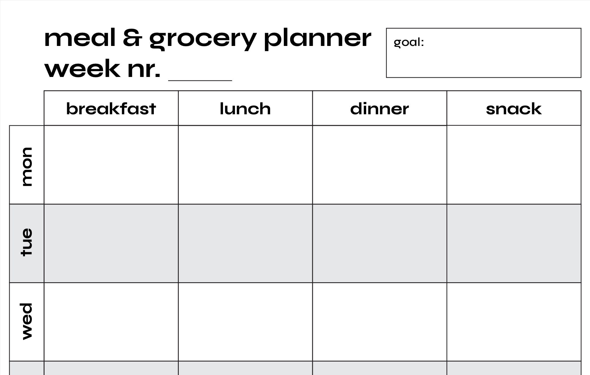 Printable Weekly Meal & Grocery Planner / Shopping, Grocery, Food List ...