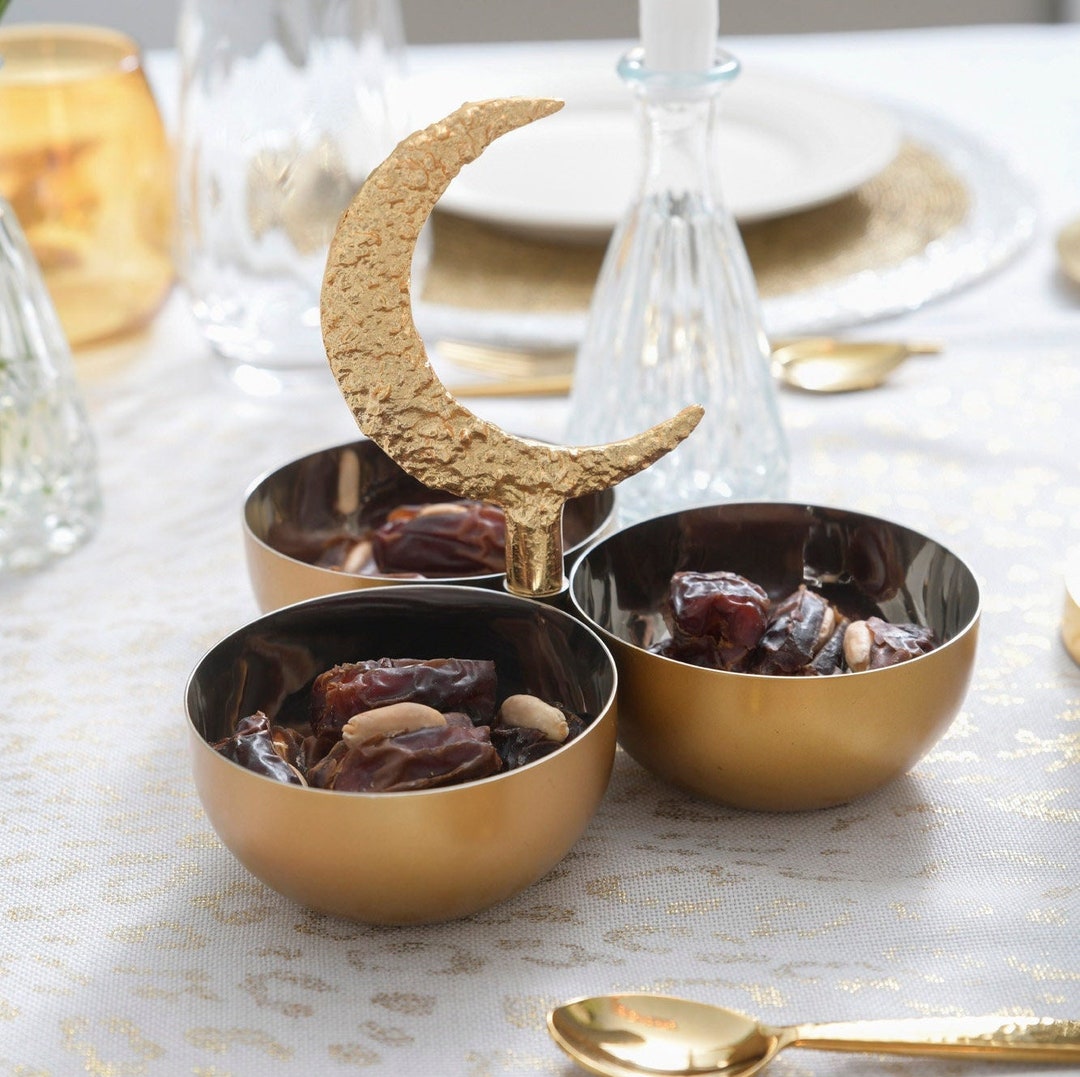 Ramadan Moon 3-bowl Snack Server: Metal Relish Dish - Etsy